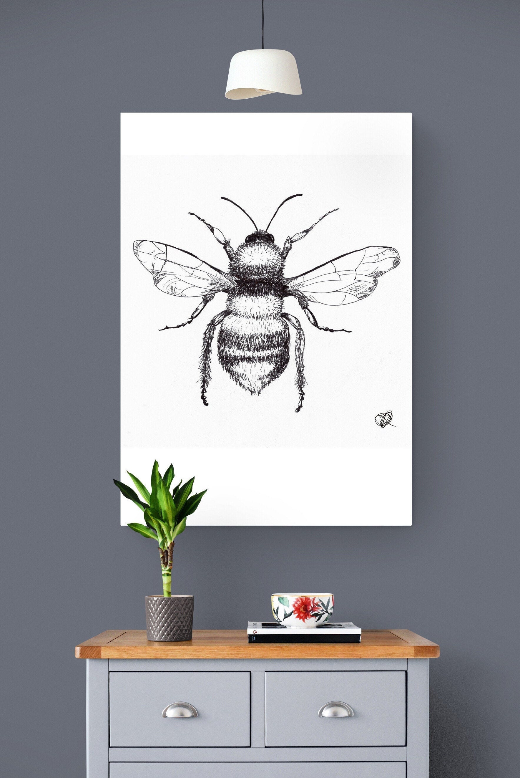 Honey Bee, Hand Drawn , Digital Download, Printable Art, Black and ...