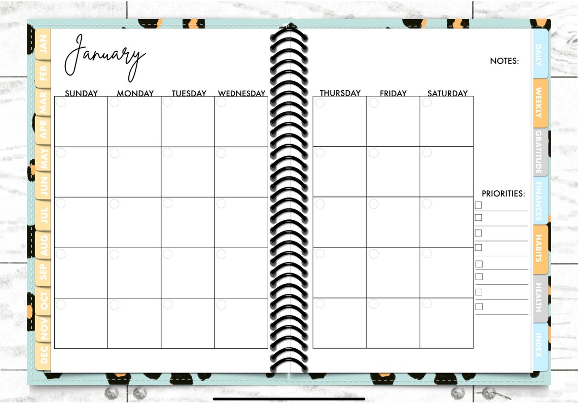 Leopard Print Landscape Digital Planner UNDATED YEARLY Lifestyle ...