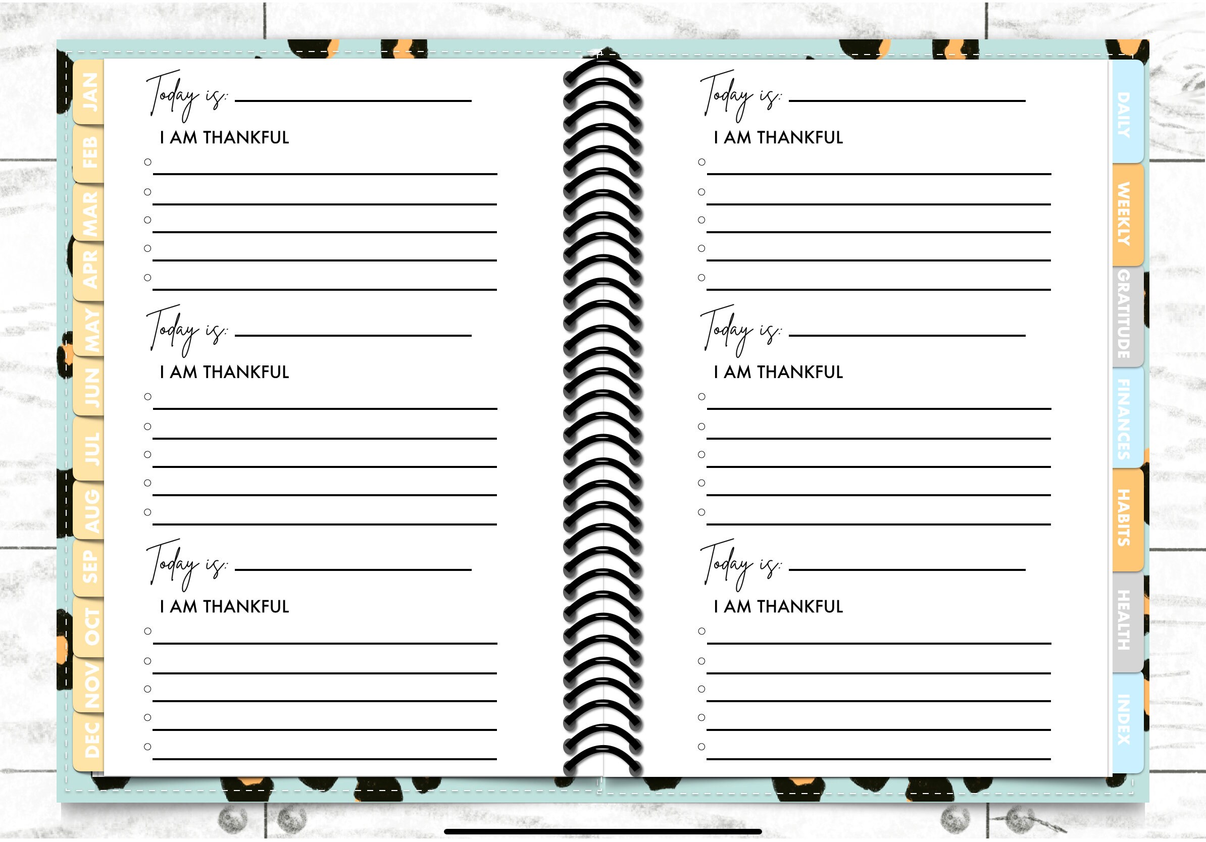 Leopard Print Landscape Digital Planner UNDATED YEARLY Lifestyle ...