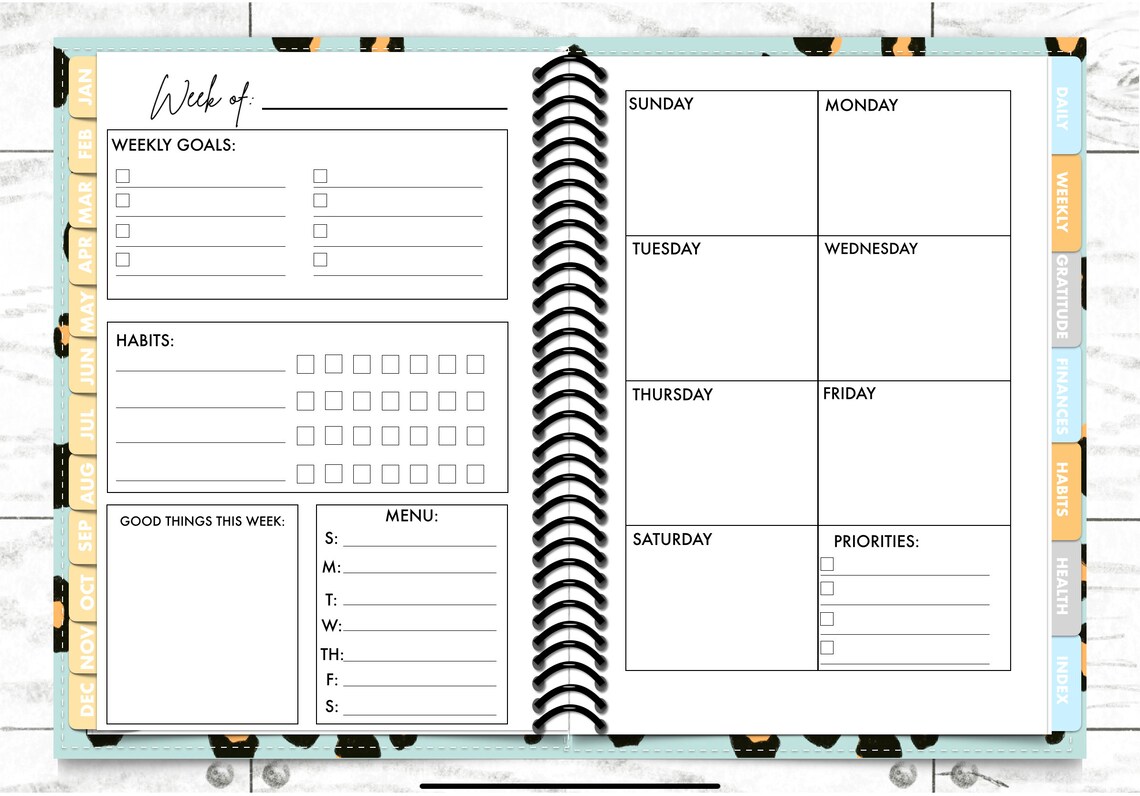 Leopard Print Landscape Digital Planner UNDATED YEARLY Lifestyle ...