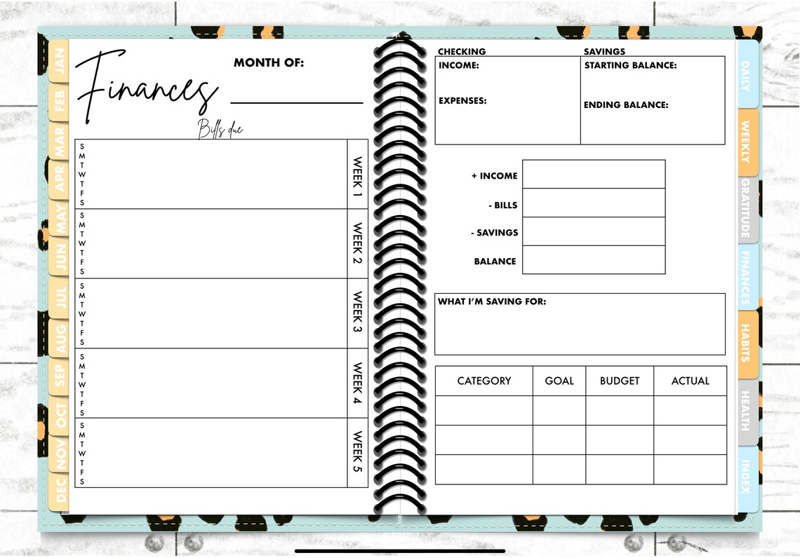 Leopard Print Landscape Digital Planner UNDATED YEARLY Lifestyle ...