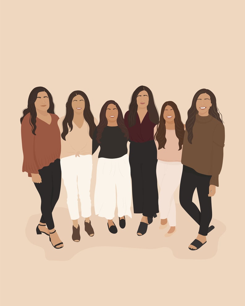 Custom Group Digital Illustration Portrait ∙ Personalized Gift ∙ Gift ...
