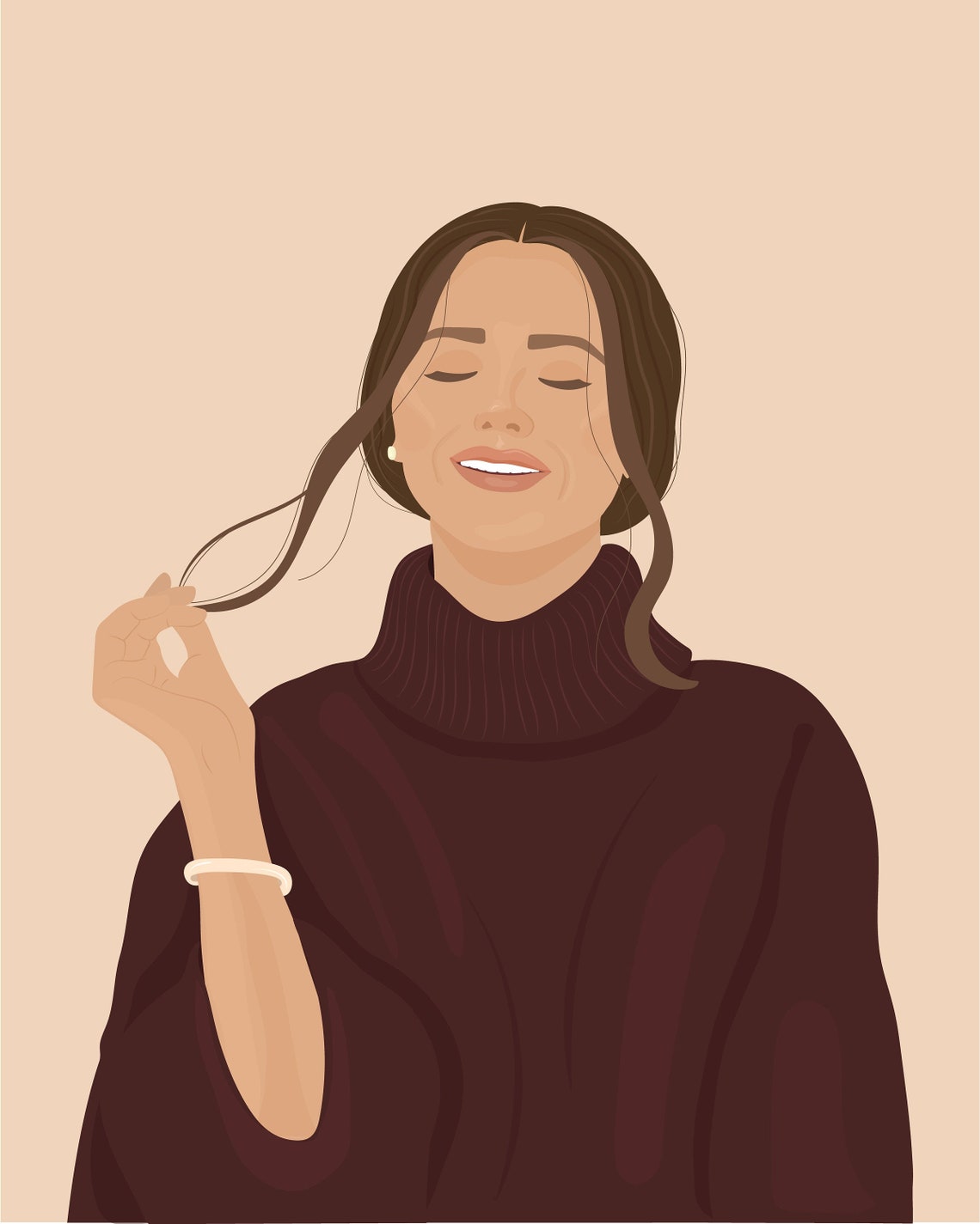 Custom 1 Person Digital Illustration Portrait Personalized Gift Gift ...