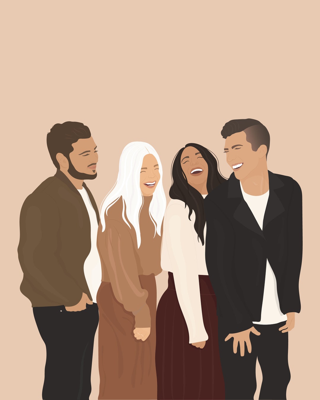 Custom Group Digital Illustration Portrait Personalized Gift Gift Ideas ...