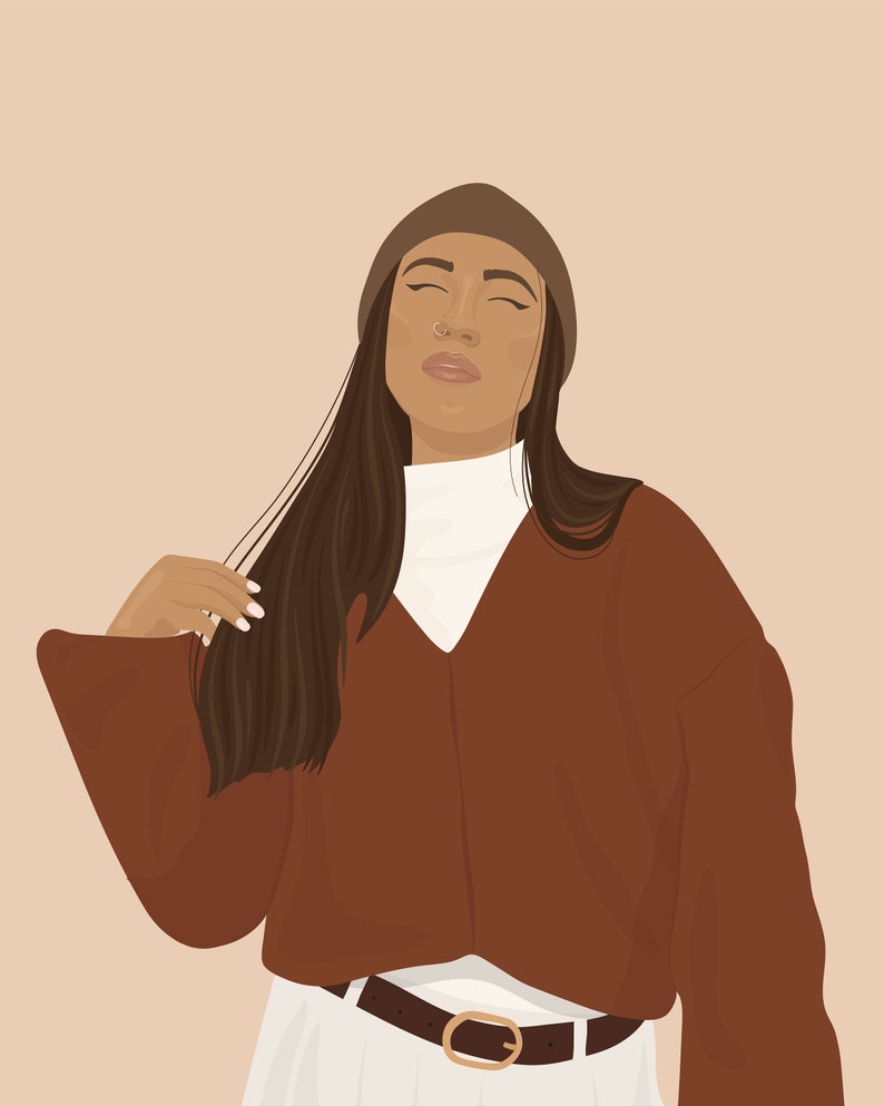 Custom 1 Person Digital Illustration Portrait ∙ Personalized Gift ∙ ...