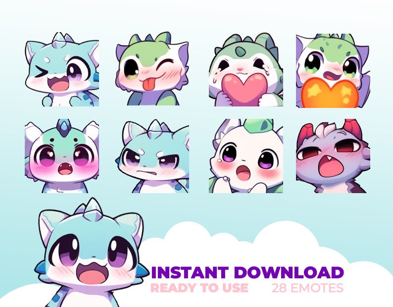 28 Cute Different Dragons Emote for Streaming/discord // MEGA PACK - Etsy