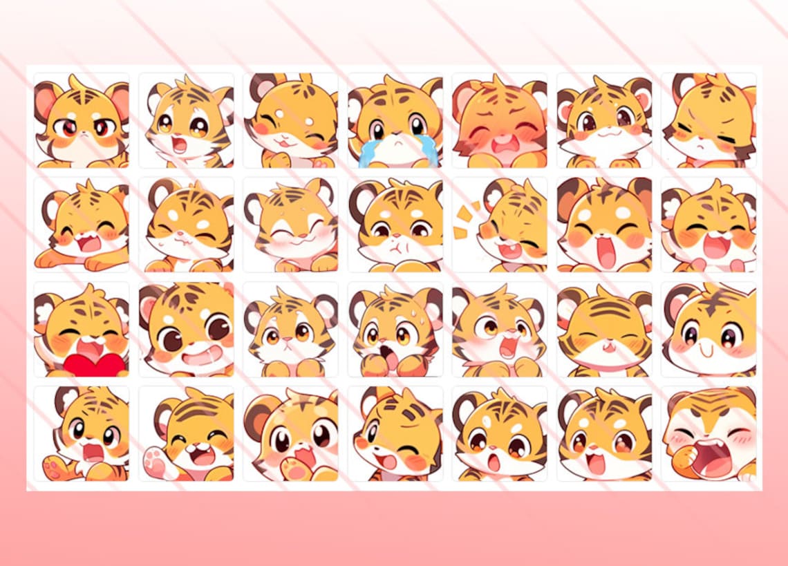 28 Cute Tiger Emote for Streaming/discord // MEGA PACK - Etsy