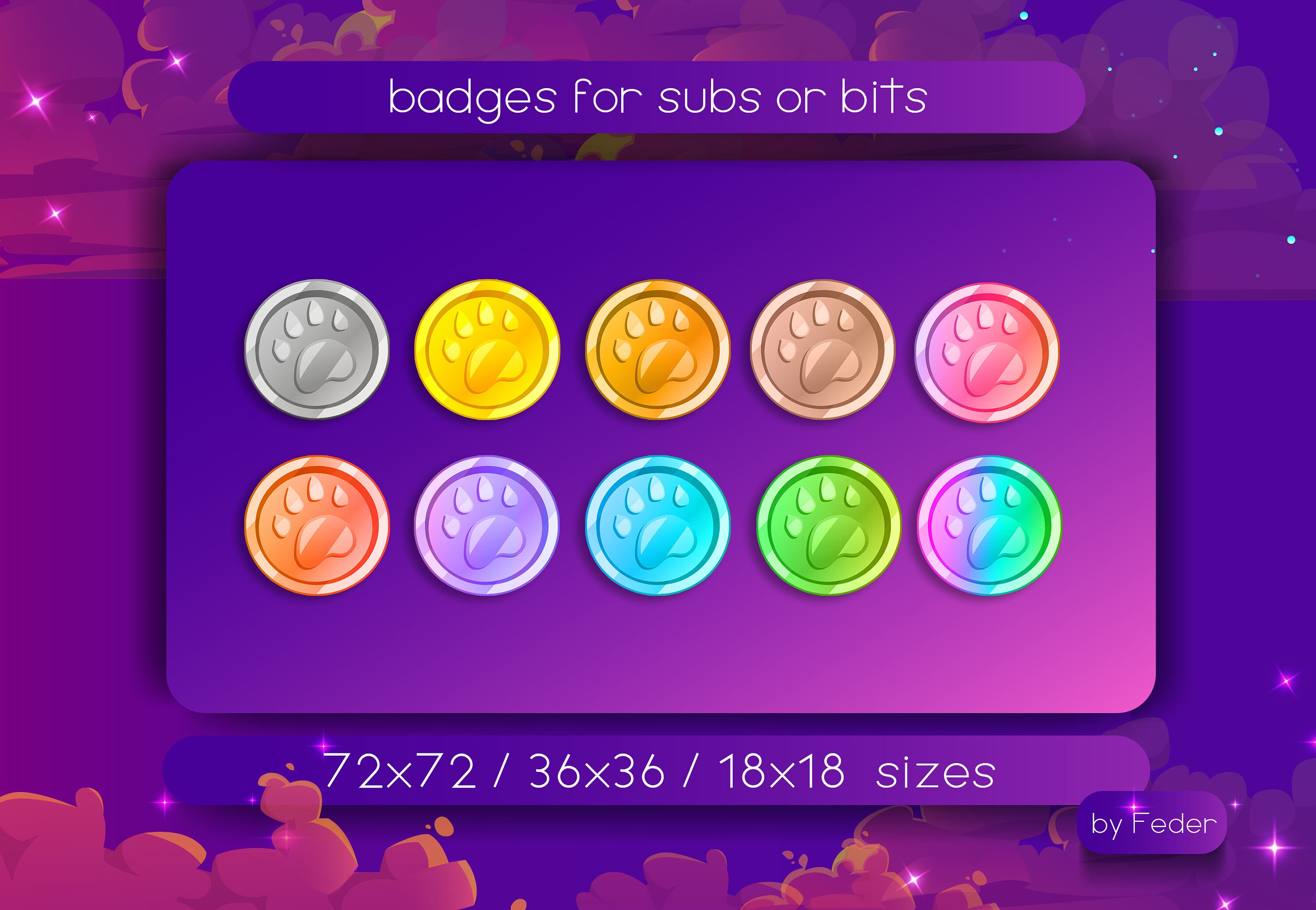 Cute Paws Sub Badges | Bit Badges - Etsy