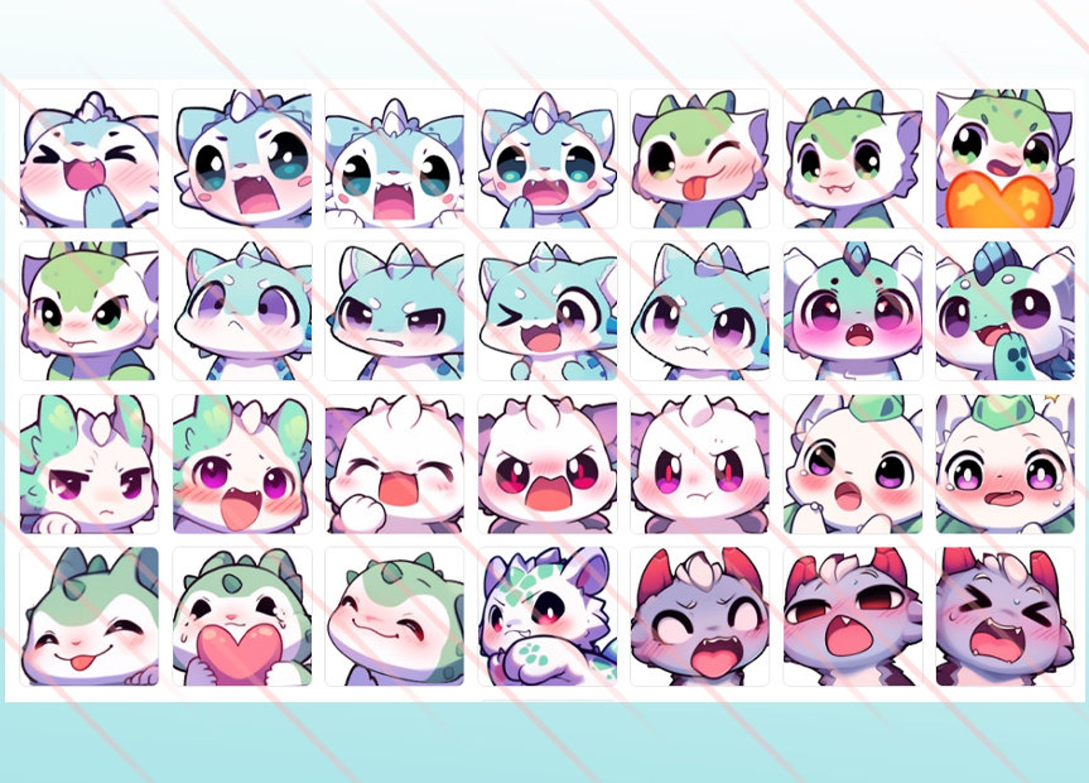 28 Cute Different Dragons Emote for Streaming/discord // MEGA PACK - Etsy