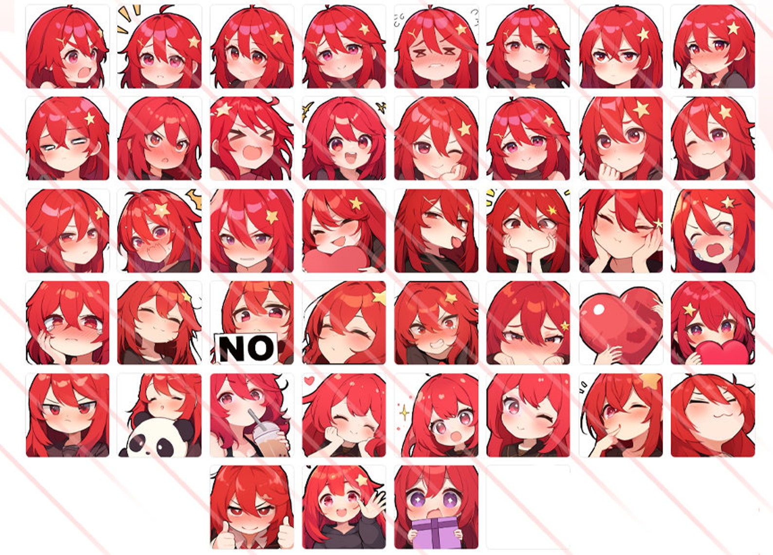 43 Cute Red Hair Gamer Girl Emote for Streaming/discord // CHEAP MEGA ...