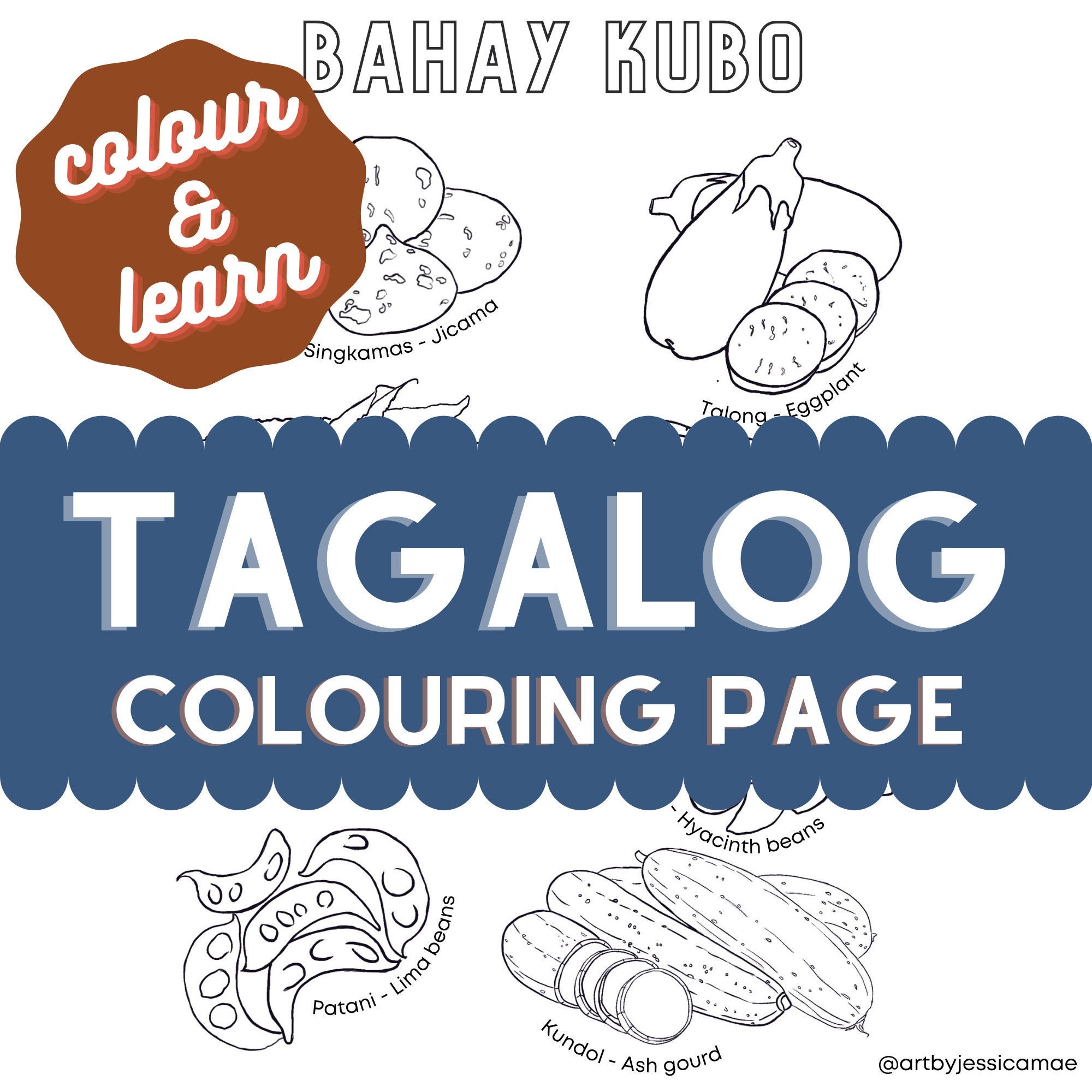 Philippines Colouring Page Colour & Learn Tagalog English - Etsy 日本