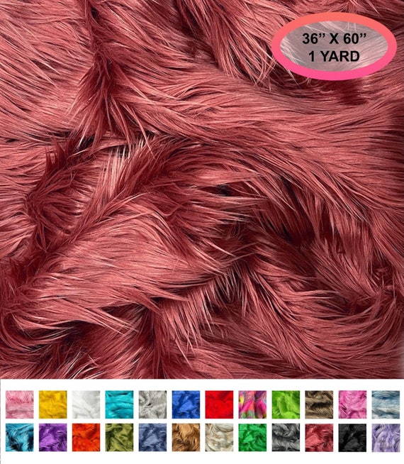 Eovea Shaggy Faux Fur Fabric Burgundy Yard Options - Etsy