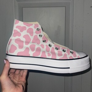 Strawberry/chocolate/regular Cow Print Platform Converse - Etsy