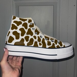 Strawberry/chocolate/regular Cow Print Platform Converse - Etsy
