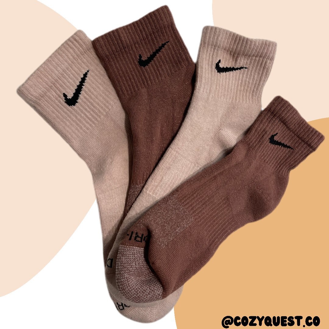 ANKLE NIKE Socks Hand Dyed Adult Quarter Crew Neutral - Etsy