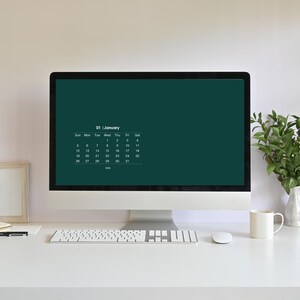 Earthy Green Minimalist Calendar Desktop Wallpaper | 2025 | 4K - Etsy
