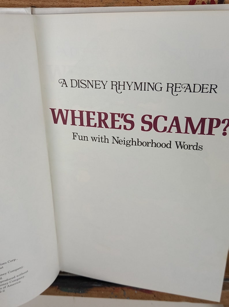 Vintage 1988 Disney Rhyming Reader Where's Scampdisney Rhyming Reader ...
