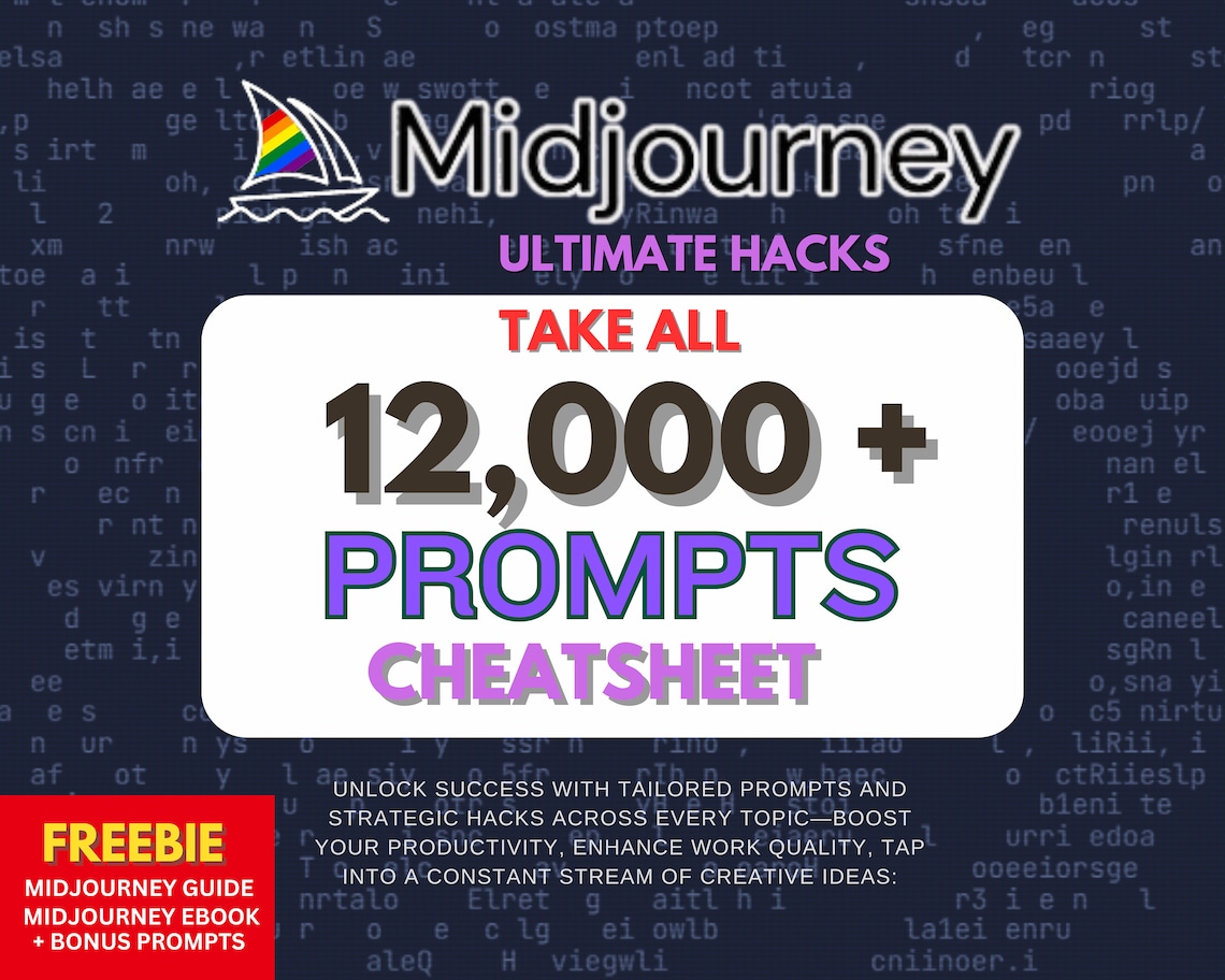 Midjourney Prompts Cheatsheet Ultimate Hack Bundle AI for Graphic ...