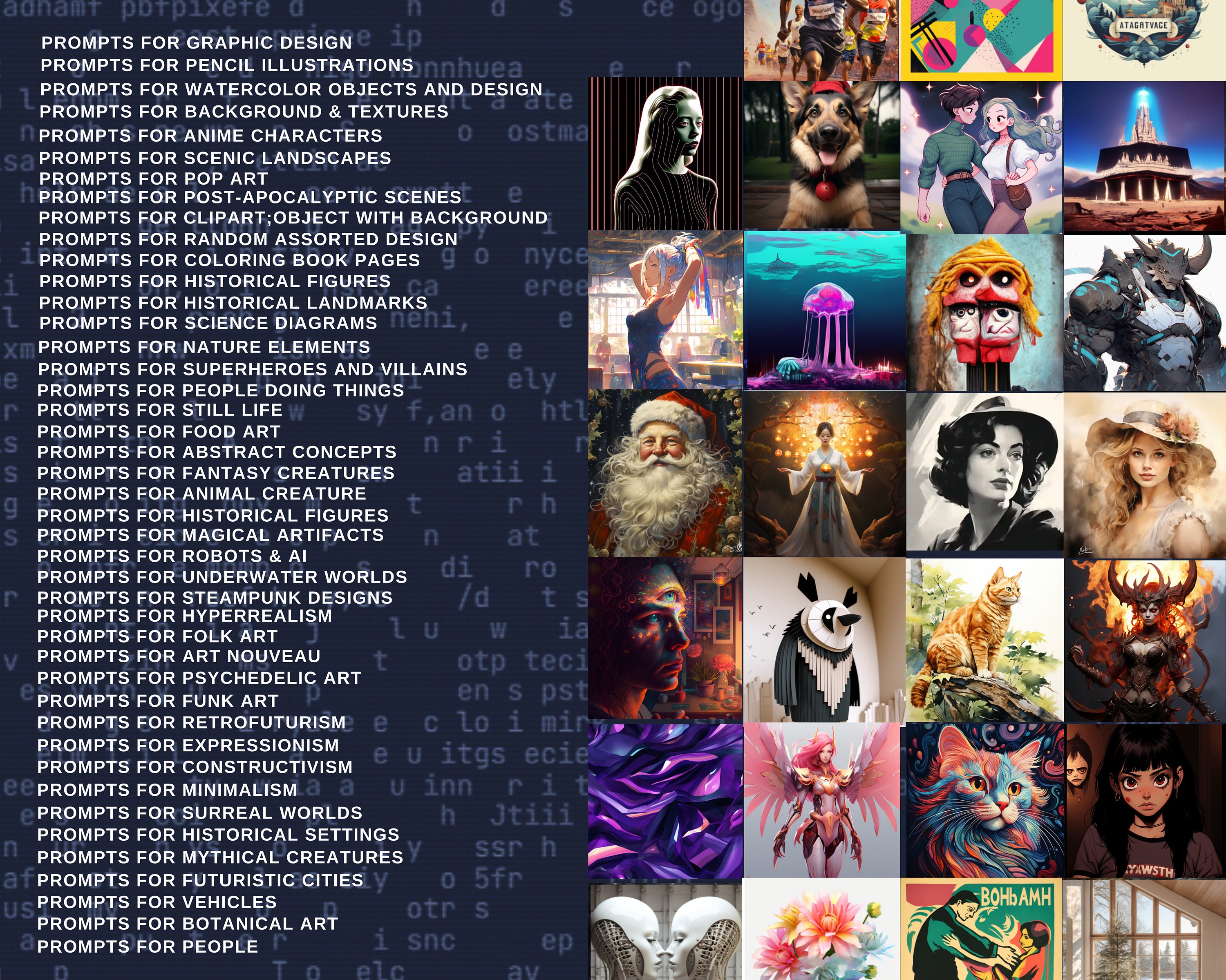 Midjourney Prompts Cheatsheet Ultimate Hack Bundle AI for Graphic Artist Instant Download - Etsy