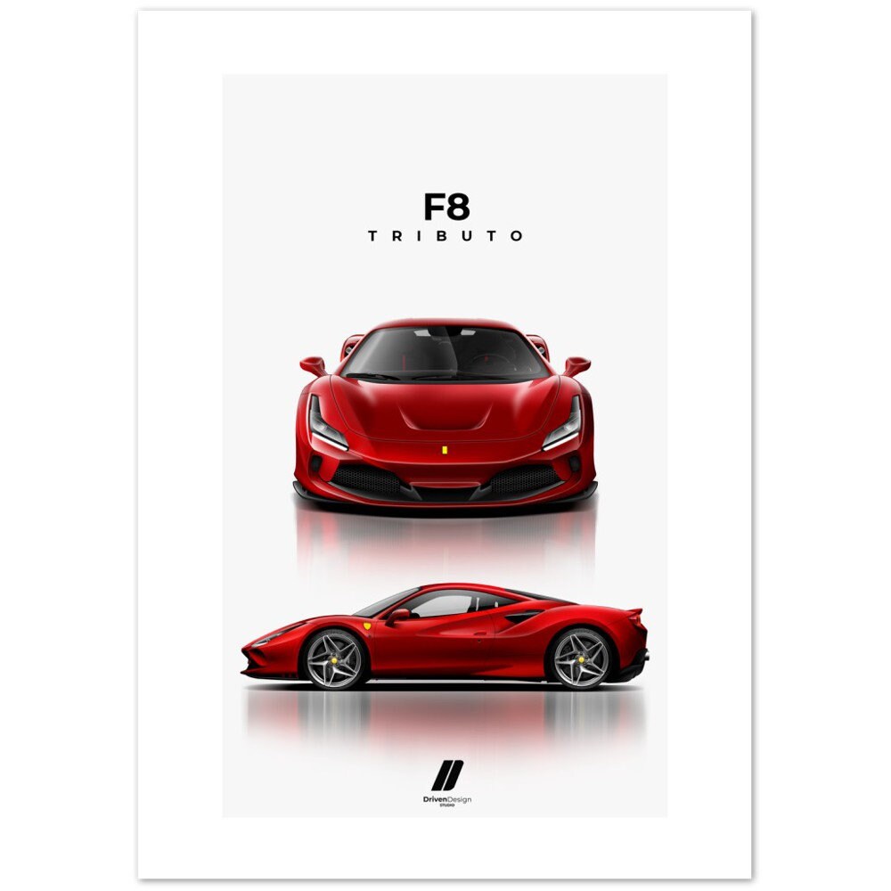 Ferrari Supercar F8 Tributo | Print Poster Artwork | Birthday, Wall ...