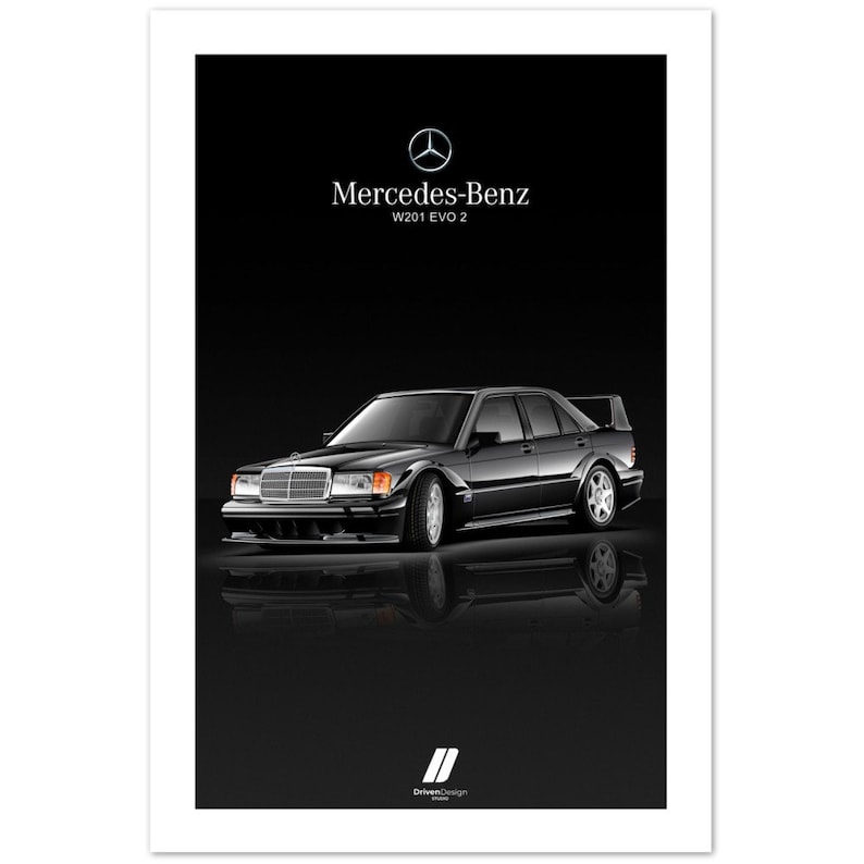 Mercedes 190E W201 Evo2 / Imprimir Poster Artwork / Cumpleaños, Impresión Mural, Petrolhead ...
