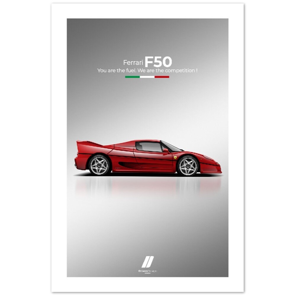 Ferrari F50 | Print Poster Artwork | Birthday, Wall Print, Fathers Day ...