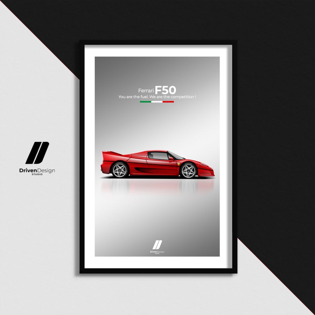 Ferrari F50 | Print Poster Artwork | Birthday, Wall Print, Fathers Day ...