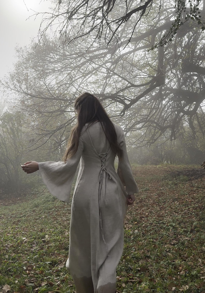 Cottage Core Dress, Long Linen Dress, Goddess Dress, Medieval Dress ...