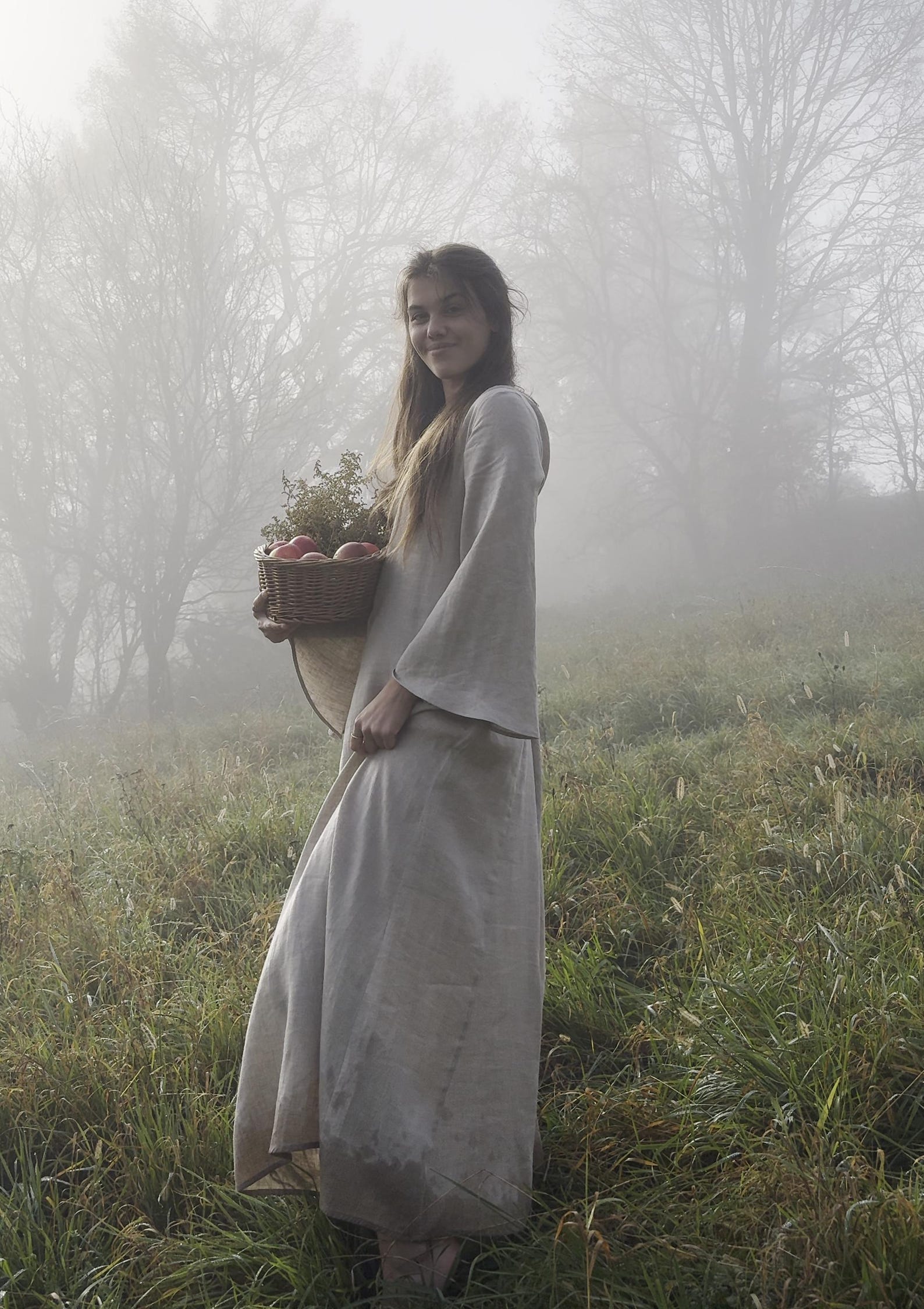 Cottage Core Dress, Long Linen Dress, Goddess Dress, Medieval Dress ...