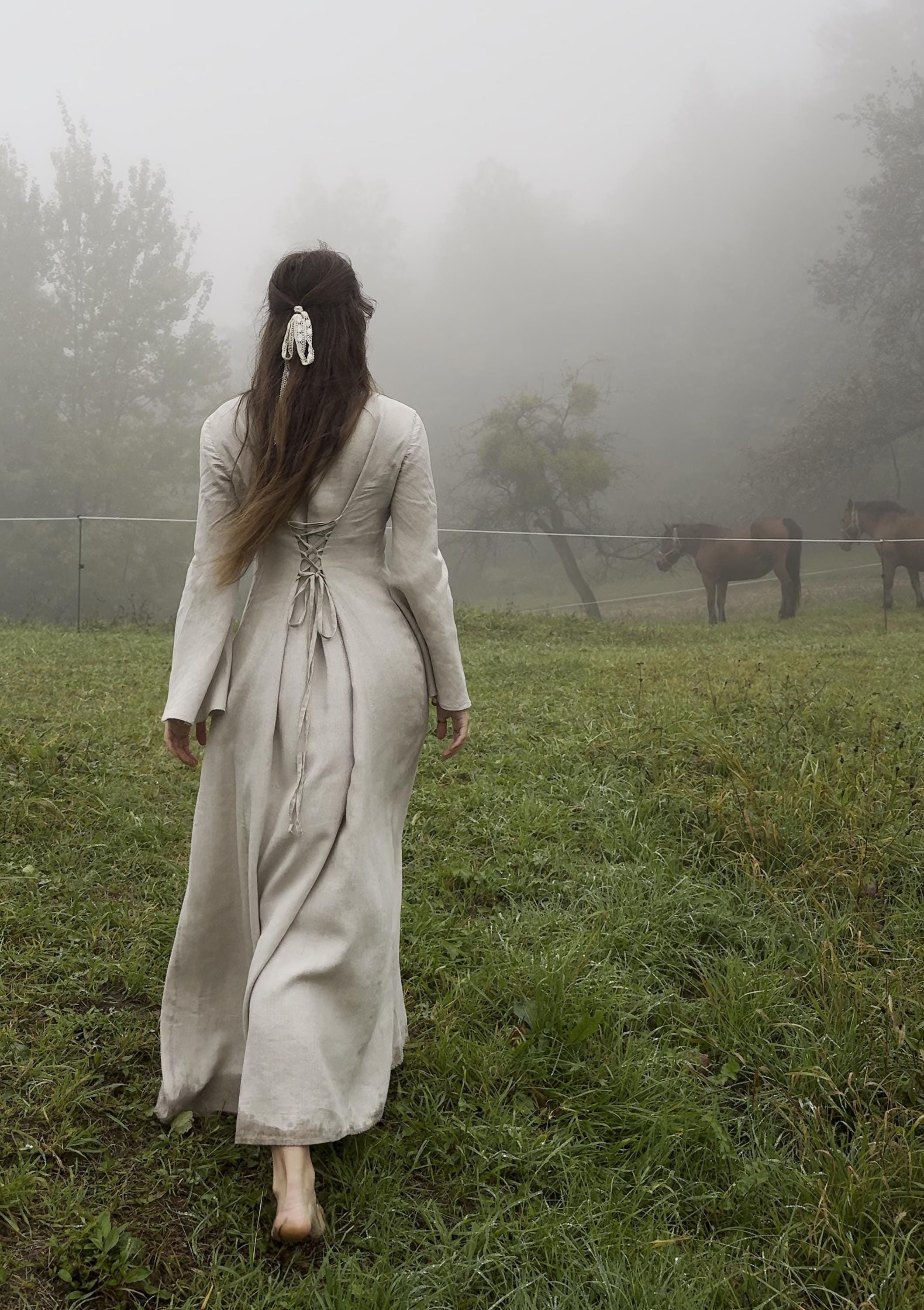 Cottage Core Dress, Long Linen Dress, Goddess Dress, Medieval Dress ...