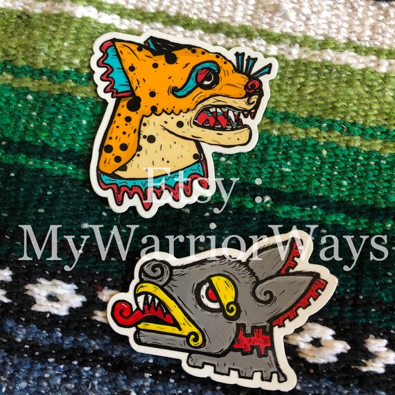 Indigenous Stickers Itzcuintli Dog Ocelotl Jaguar Mexica - Etsy