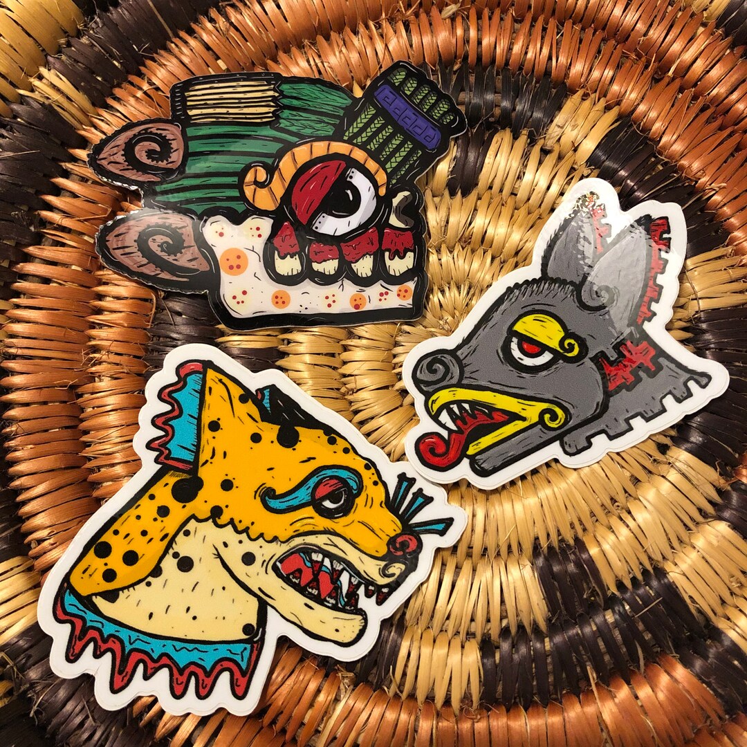 Indigenous Stickers Itzcuintli Dog Ocelotl Jaguar Malinalli Mexica ...
