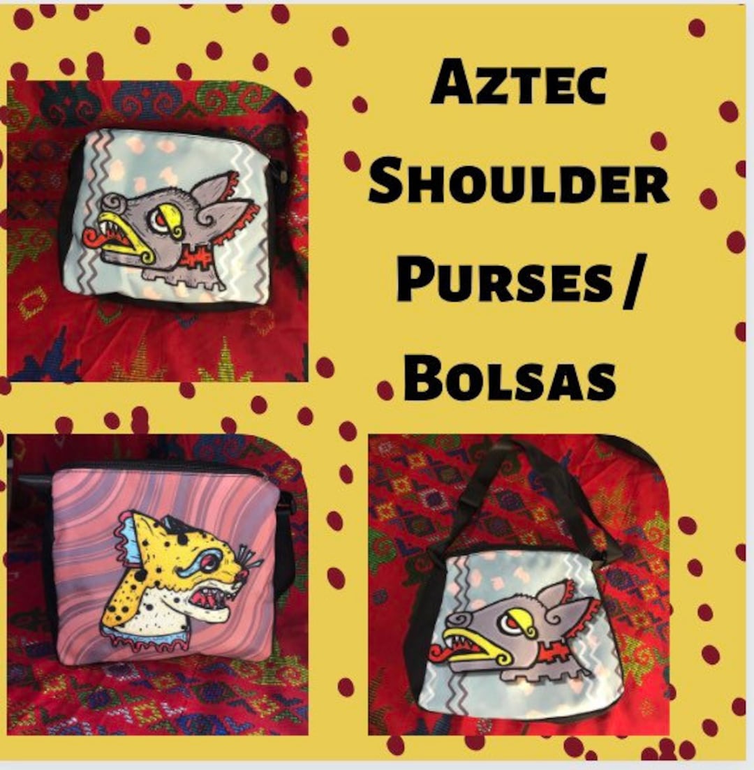 Indigenous Shoulder Bag Purse Itzcuintli Dog Ocelotl Jaguar Mexica ...