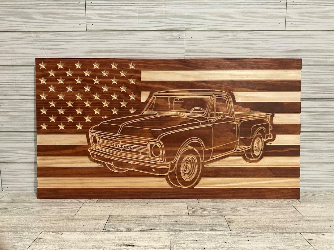 1967-1972 STEPSIDE Chevy/gmc C10 K10 C15 K15 American Flag Garage Decor ...