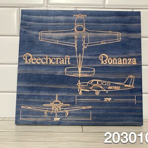 CUSTOM Beechcraft Bonanza Model 33 Blueprint Sign / Wall Art/ Hanger ...