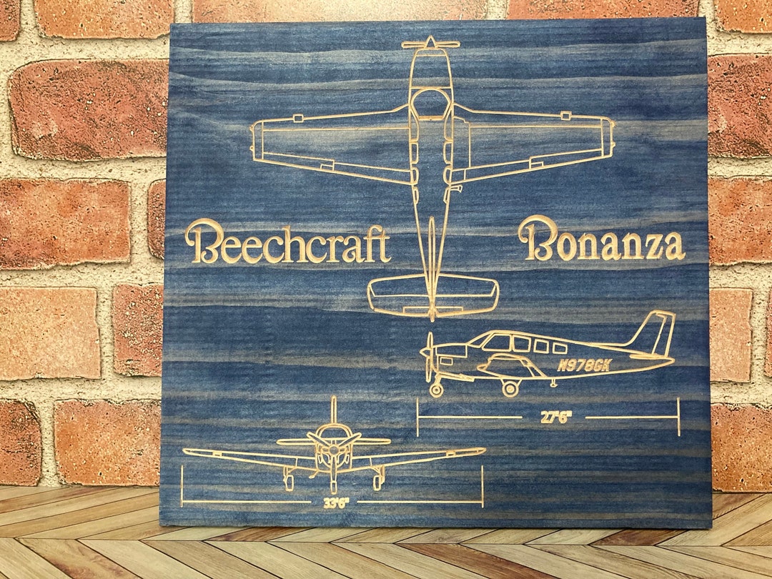 CUSTOM Beechcraft Bonanza Model 33 Blueprint Sign / Wall Art/ Hanger ...