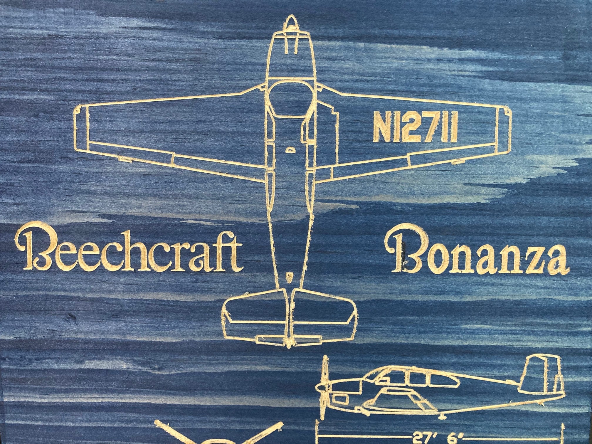 Custom Beechcraft Bonanza Blueprint Art: Pilot Gift, Hangar Decor - Etsy