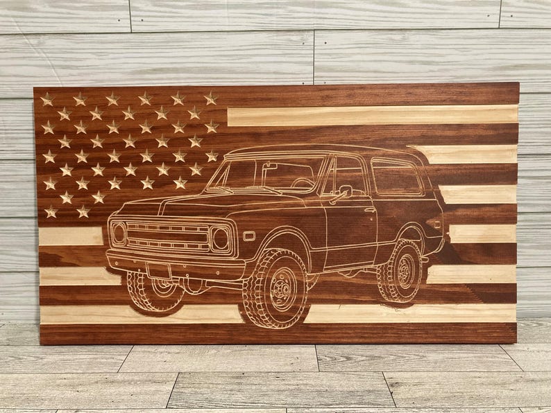 1969-1972 Chevy K5 Blazer Wood Sign: American Flag Garage Decor - Etsy