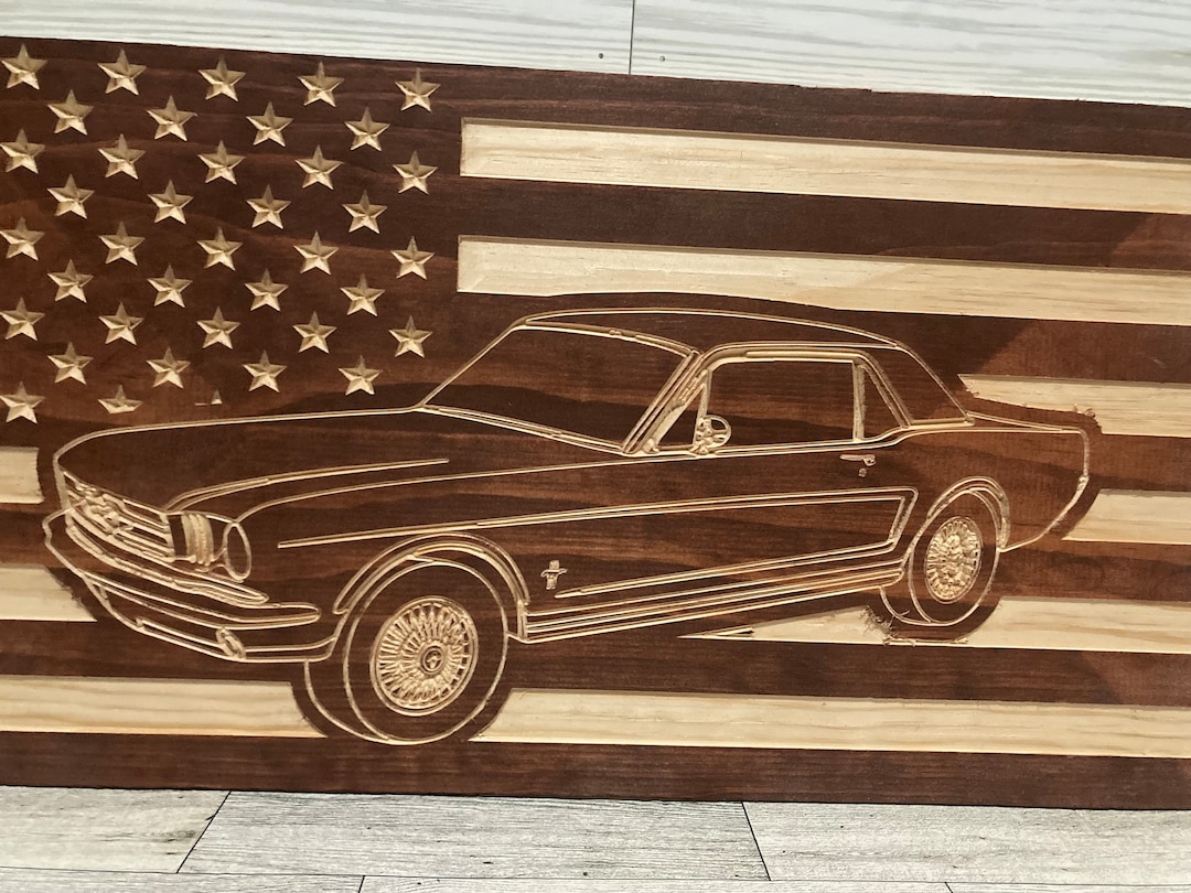 1964-1966 Ford Mustang Flag | 64 65 66 Mustang Wood Carving | Perfect ...