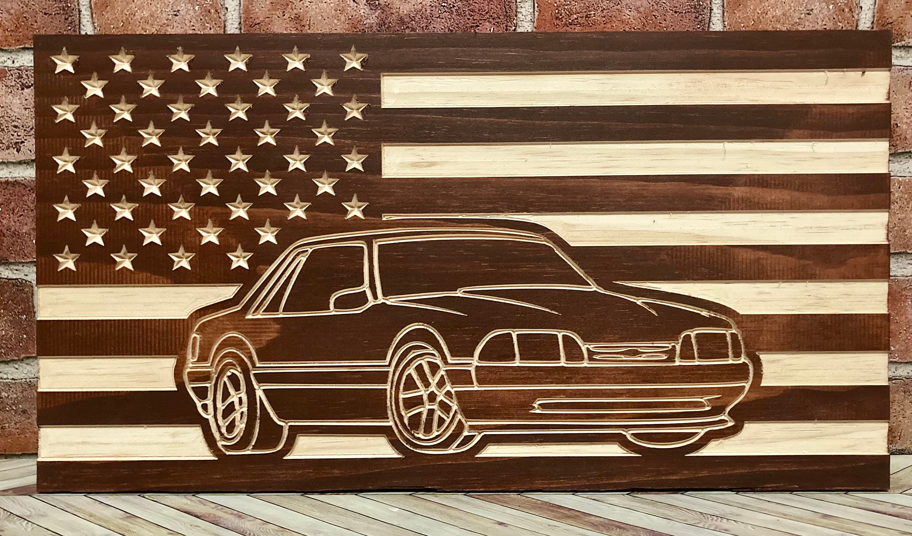 1987-1993 Fox Body Mustang Wood Sign: American Flag Garage Decor - Etsy