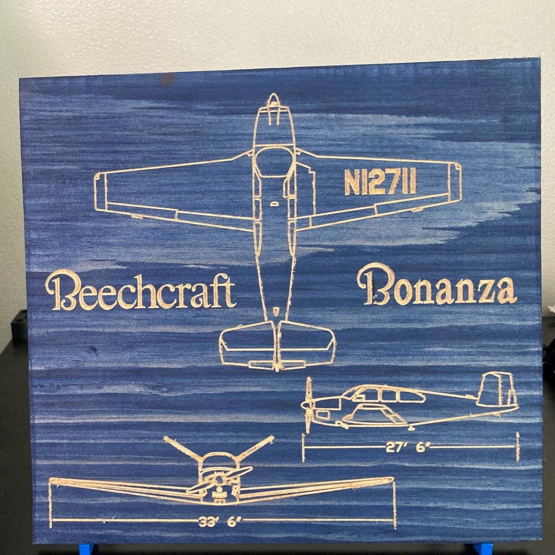 CUSTOM Beechcraft Bonanza Model 35 Blueprint Sign / Wall Art/ Hanger ...