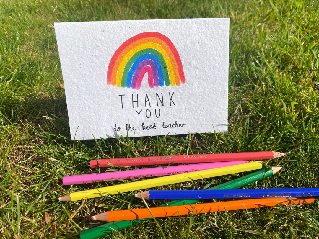 Thank You Teacher Rainbow Card Thank You Teacher Teaching Assistant ...