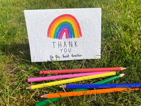 Thank You Teacher Rainbow Card Thank You Teacher - Etsy