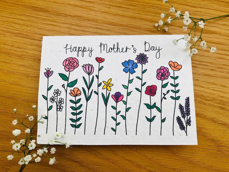 Beautiful Flowers Mother’s Day Card - Wildflower Seed Card - Plantable ...