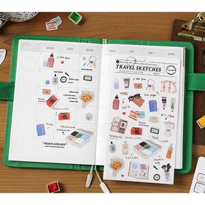 IFM 18 Pieces Travel Sketches Travel Trinkets Sticker/ Stationery ...