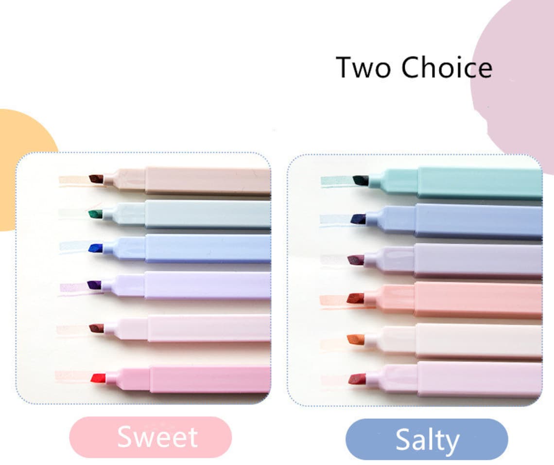 Jiwushe Morandi Color Highlighters Set of 6 /marker Pens - Etsy