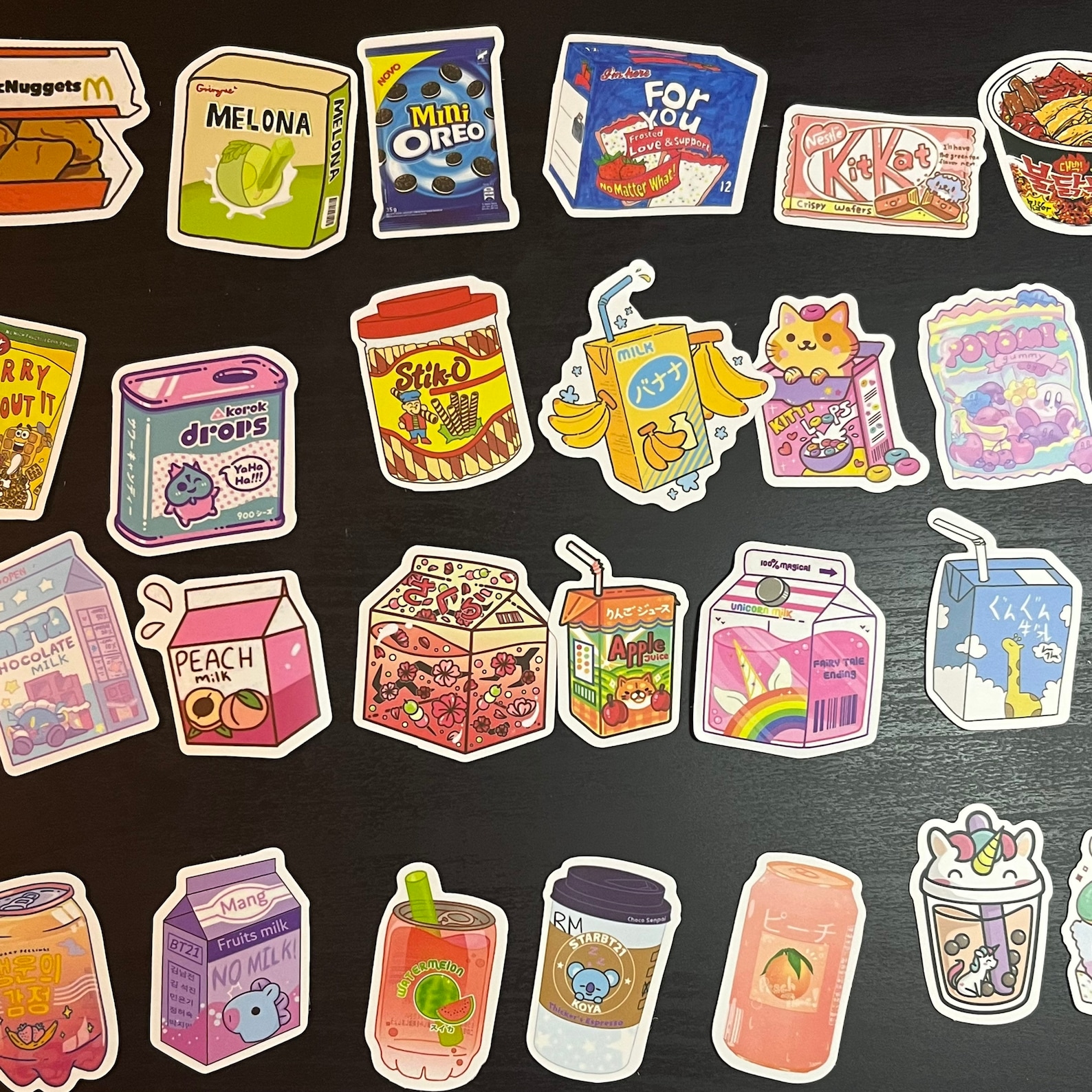 PVC Cute Asian Snacks / Bubble Tea/ Snacks Stickers Luggage - Etsy