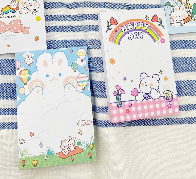 Set of 5 Doodle Bunny Memo Pad Set/ 500 Pages Mini Memo Pads - Etsy