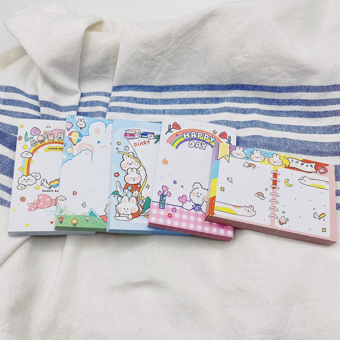 Set of 5 Doodle Bunny Memo Pad Set/ 500 Pages Mini Memo Pads - Etsy