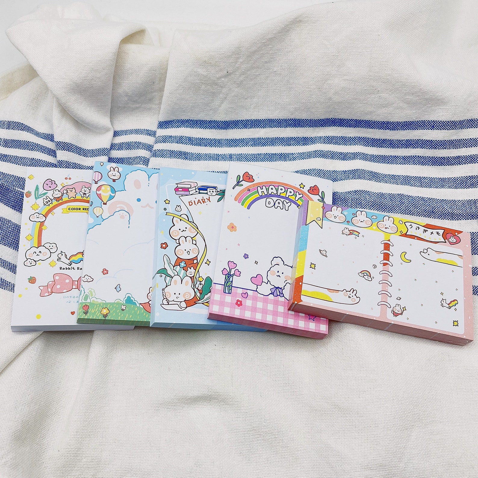 Set of 5 Doodle Bunny Memo Pad Set/ 500 Pages Mini Memo Pads - Etsy